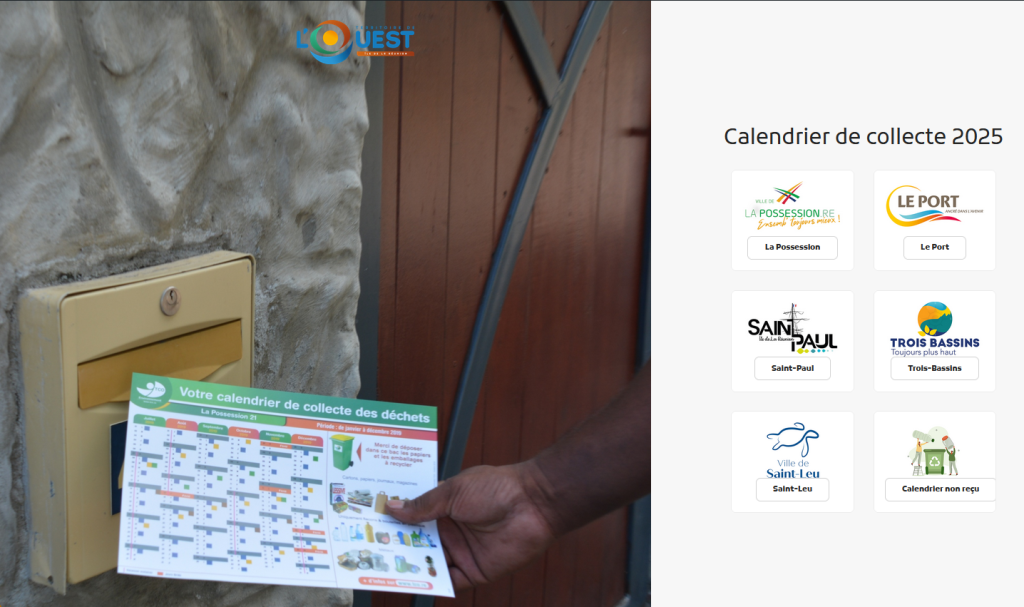 Vos calendriers de collecte des déchets 2025 sont en ligne ! | Territoire de l'Ouest ...